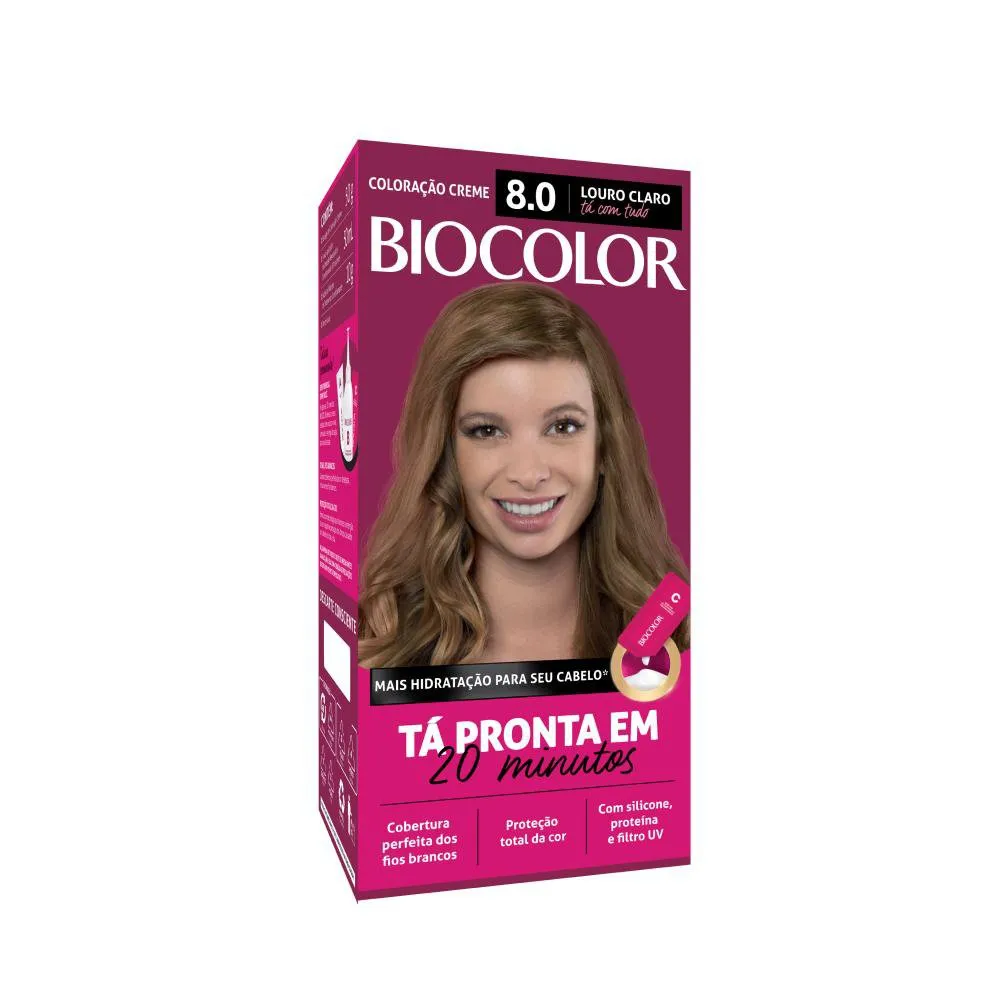 Tinta de Cabelo Biocolor Mini Kit Louro Claro Radiante 8.0 - Drogaria ...