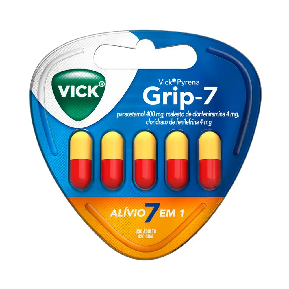 Vick Pyrena Grip-7 com 5 Cápsulas - Drogaria Araujo