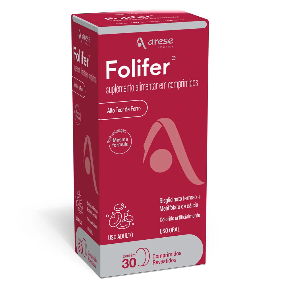 Folifer com 30 Comprimidos Revestidos - Drogaria Araujo