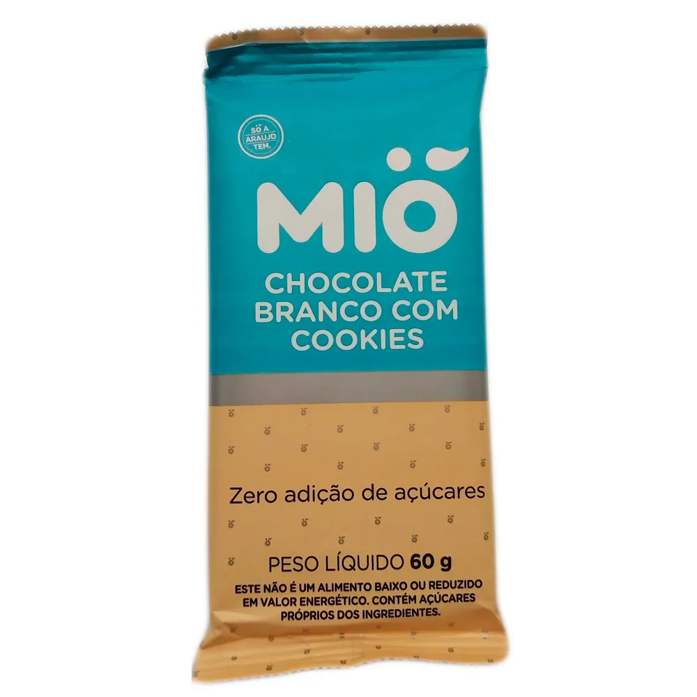 Chocolate Mió Branco com Cookies Zero 60g - Drogaria Araujo