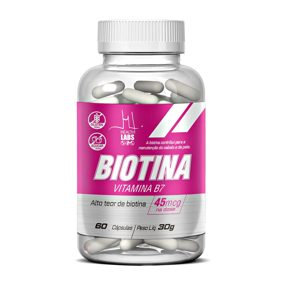 Biotina Health Labs Vitamina B7 com 60 Cápsulas - Drogaria Araujo
