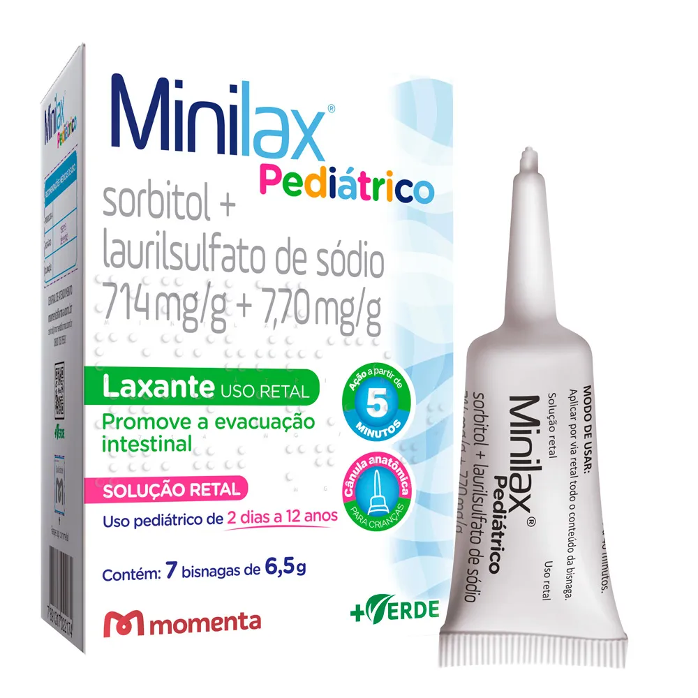 Minilax Pediátrico Laxante Solução Uso Retal com 7 Bisnagas com 6,5g ...