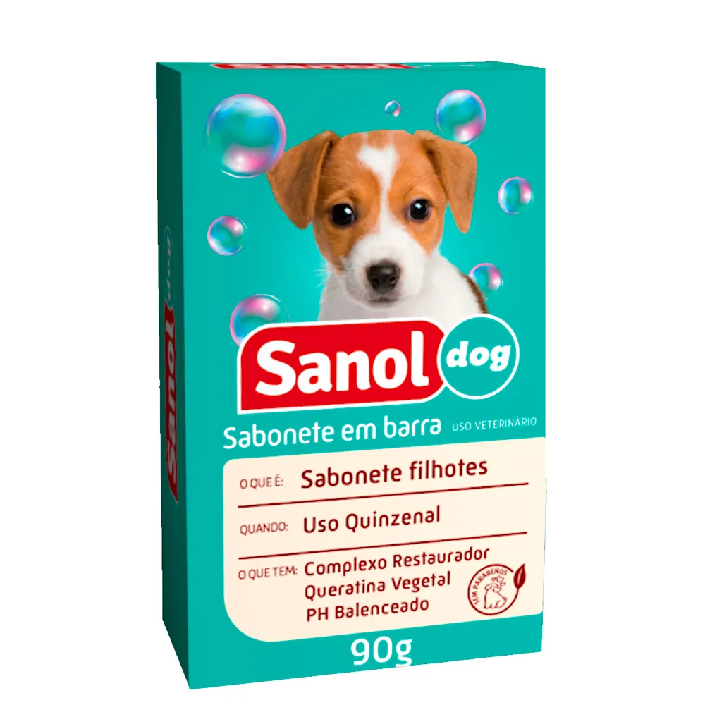 Sabonete em Barra Veterinário Sanol Dog Filhotes 90g - Drogaria Araujo