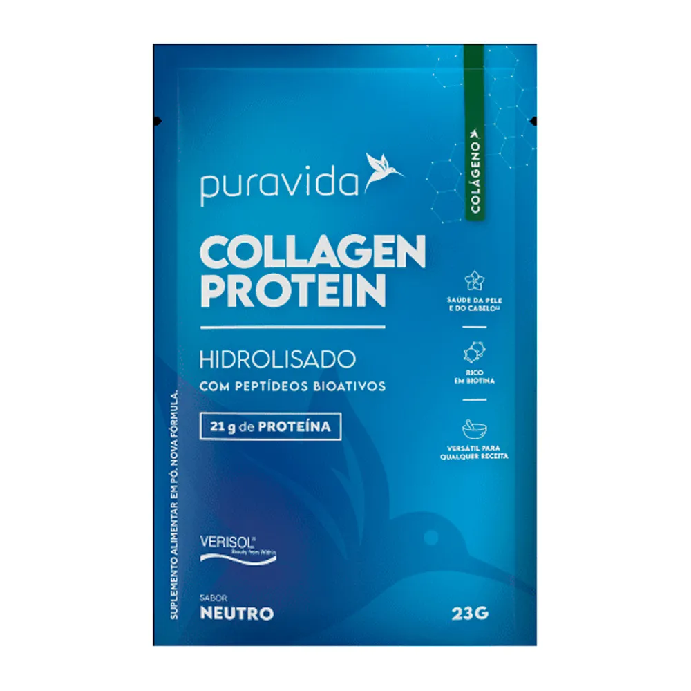 Collagen Protein Puravida Hidrolisado Puro com 21g de Proteína Sabor ...