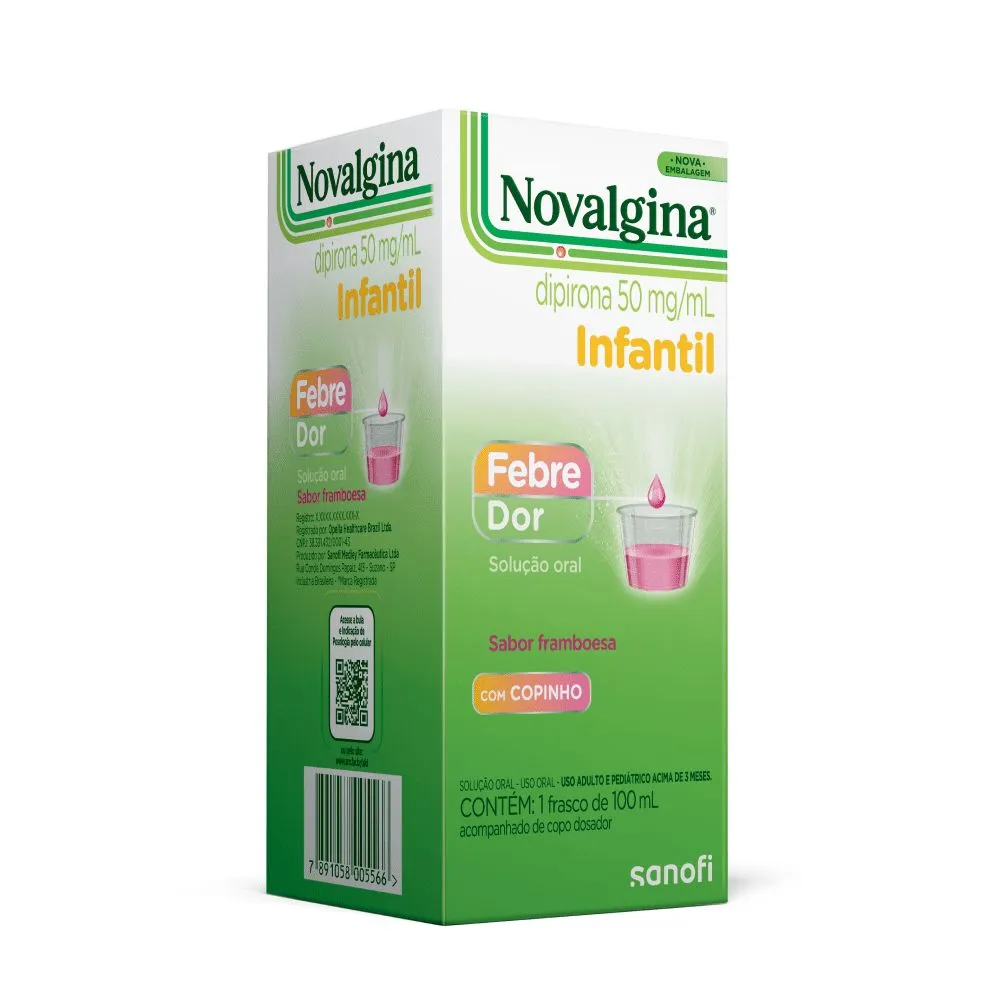 Novalgina Infantil 50mg/ml Analgésico e Antitérmico Solução Oral Sabor ...