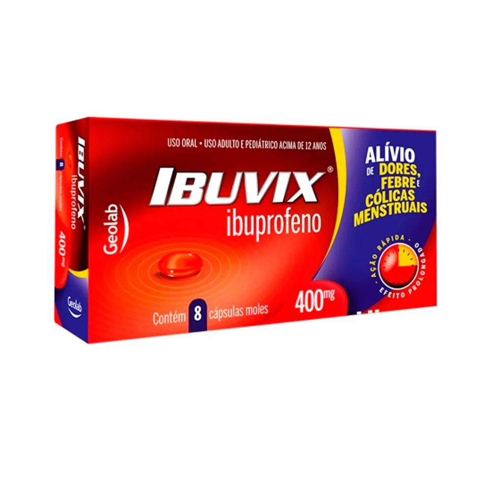 Ibuvix 400mg com 8 Cápsulas Moles - Drogaria Araujo