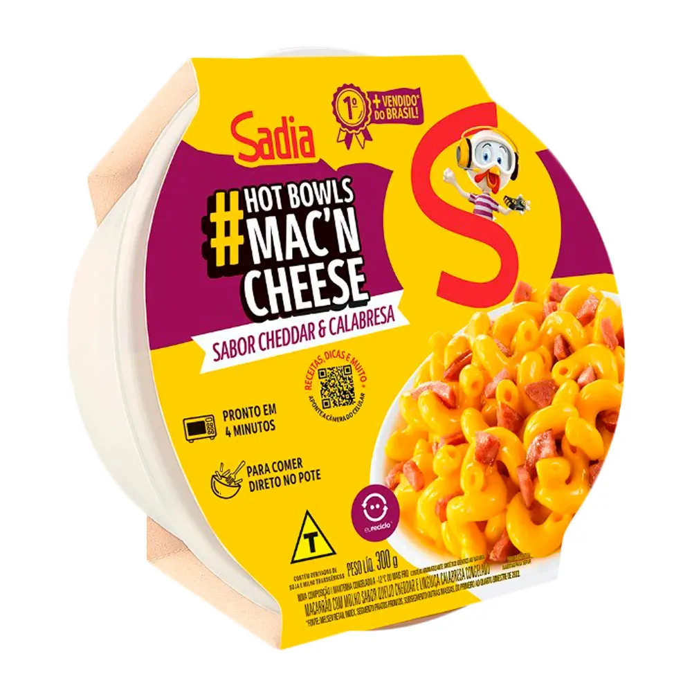 Mac'n Cheese Sadia Sabor Cheddar e Calabresa Hot Bowls 300g - Drogaria ...