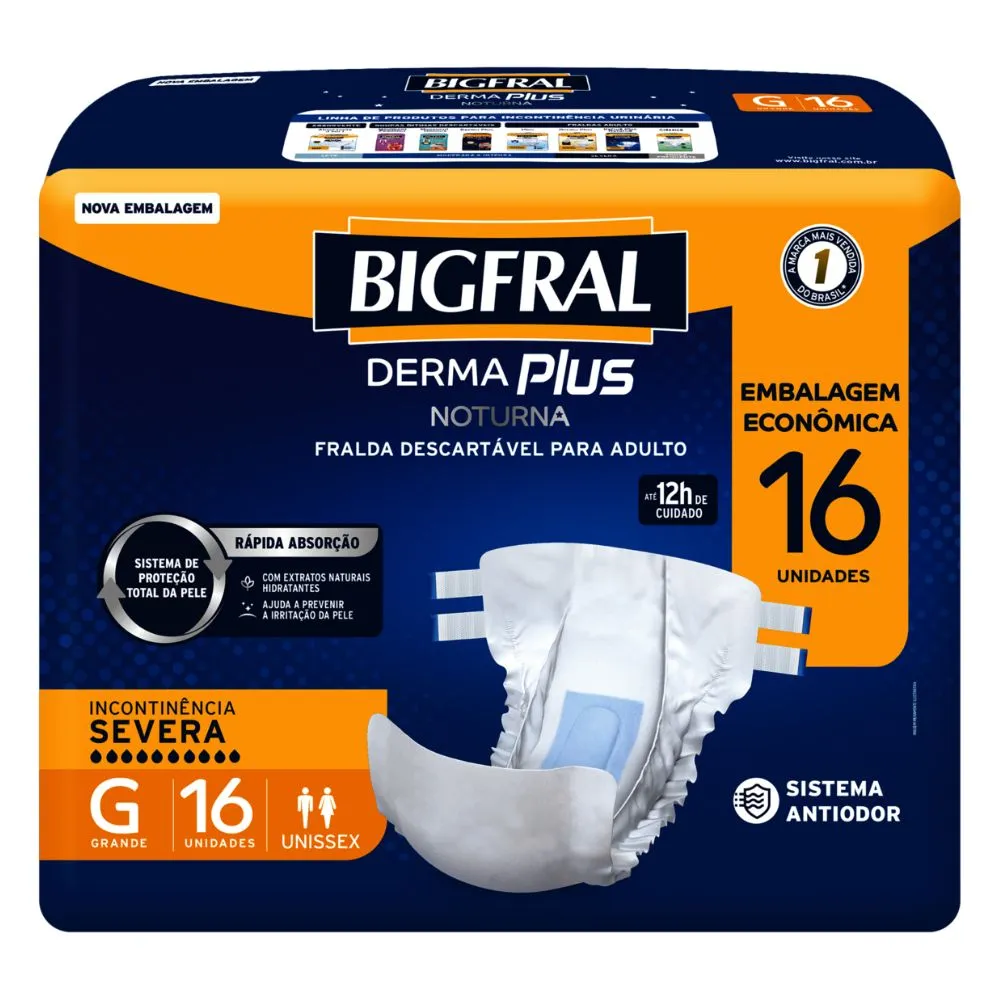 Fralda Geriátrica Bigfral Derma Plus Noturna Unissex Tamanho G ...