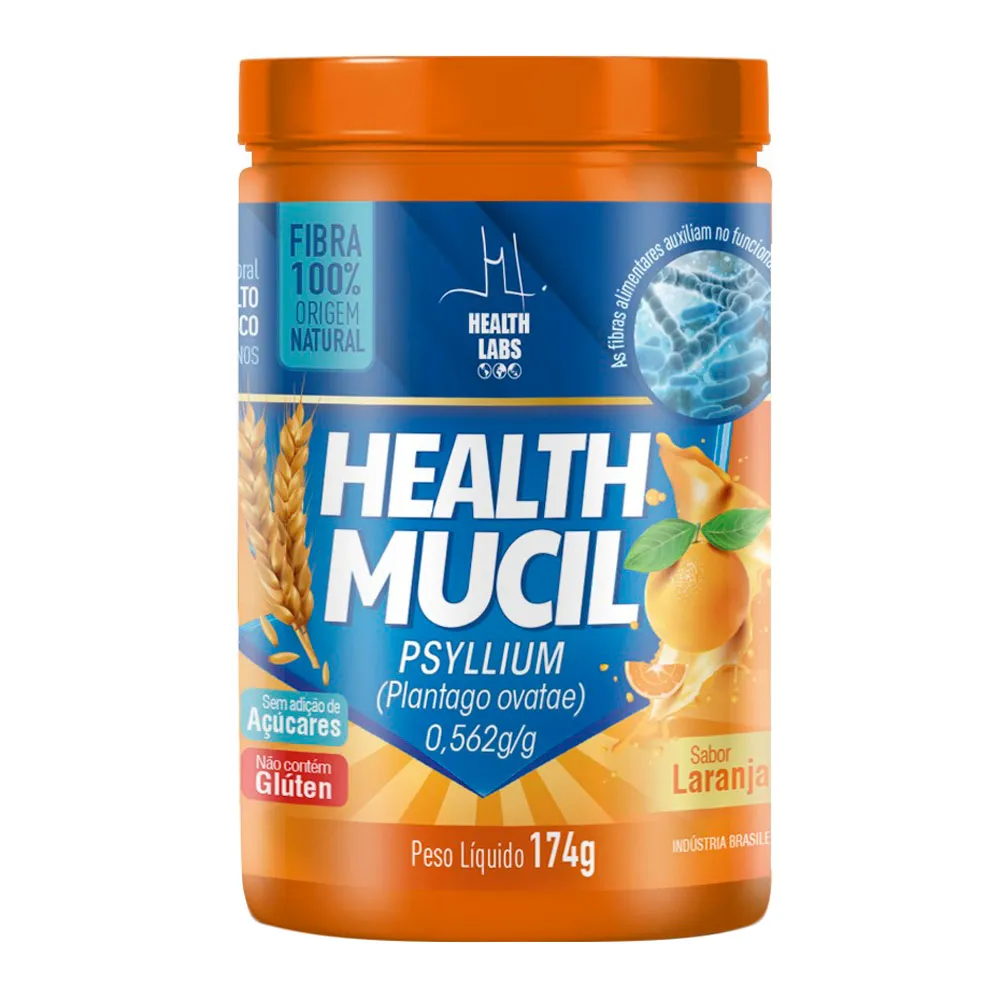 Health Mucil Psyllium 0,562g/g Health Labs Sabor Laranja 174g ...