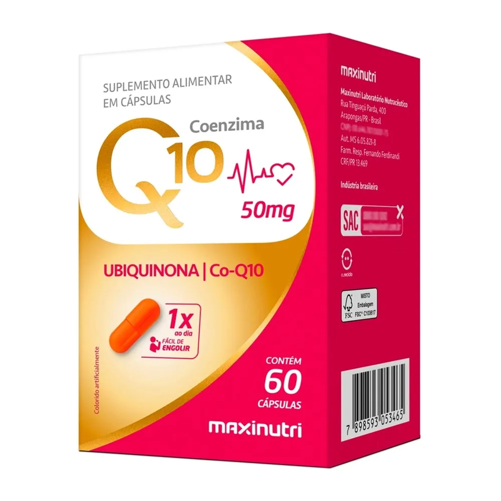 Coenzima Q10 Maxinutri 50mg com 60 Cápsulas - Drogaria Araujo