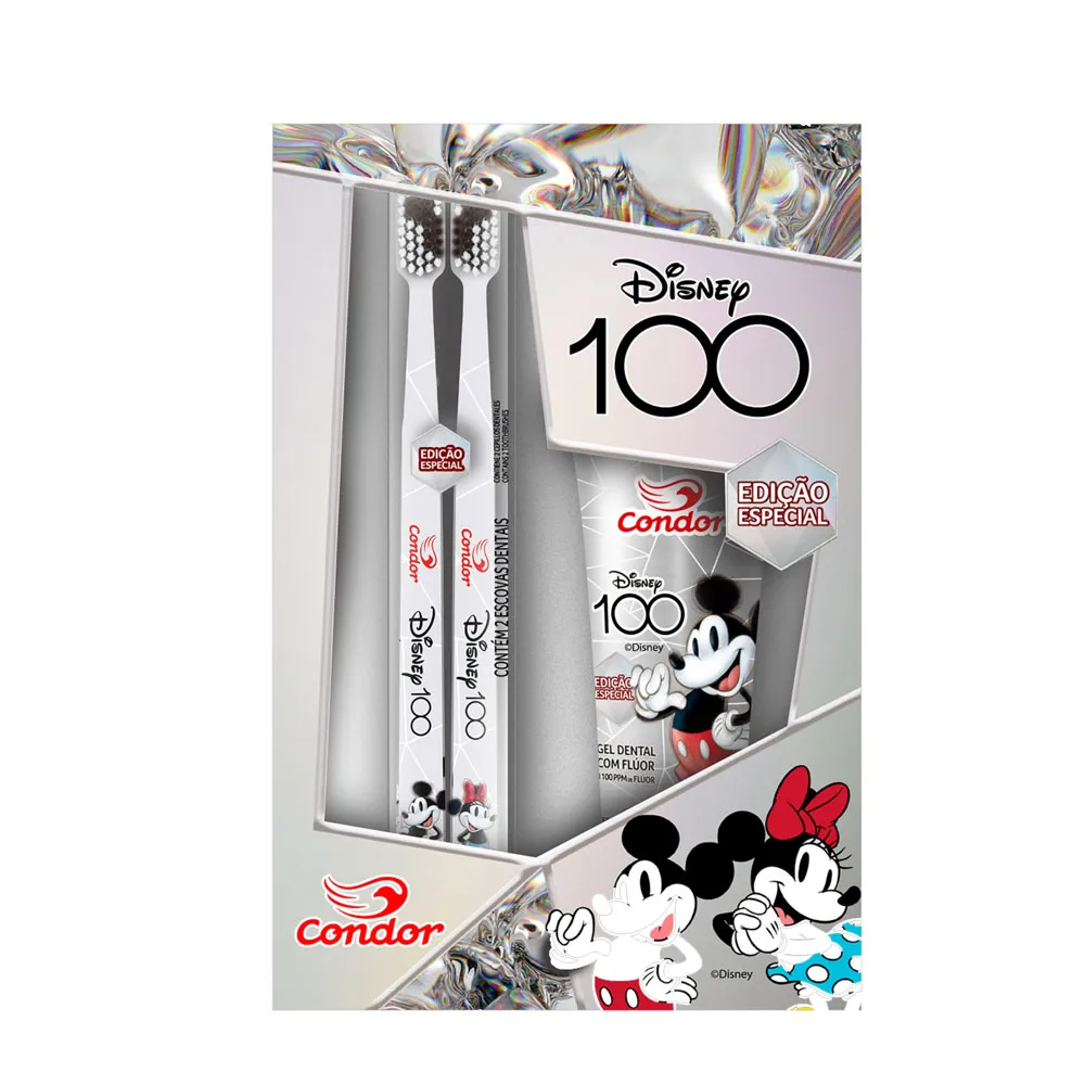 Escova de Dental Condor Disney 100 com 2 Unidades e Gel Dental Condor ...