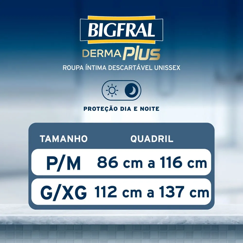 Roupa Íntima Descartável Unissex Bigfral Derma Plus Tamanho G/XG 24 ...