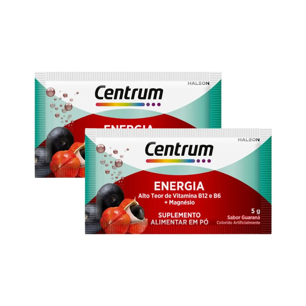 Kit 2 Centrum Energia Vitamina B12 E B6 + Magnesio Sabor Guarana Sache ...