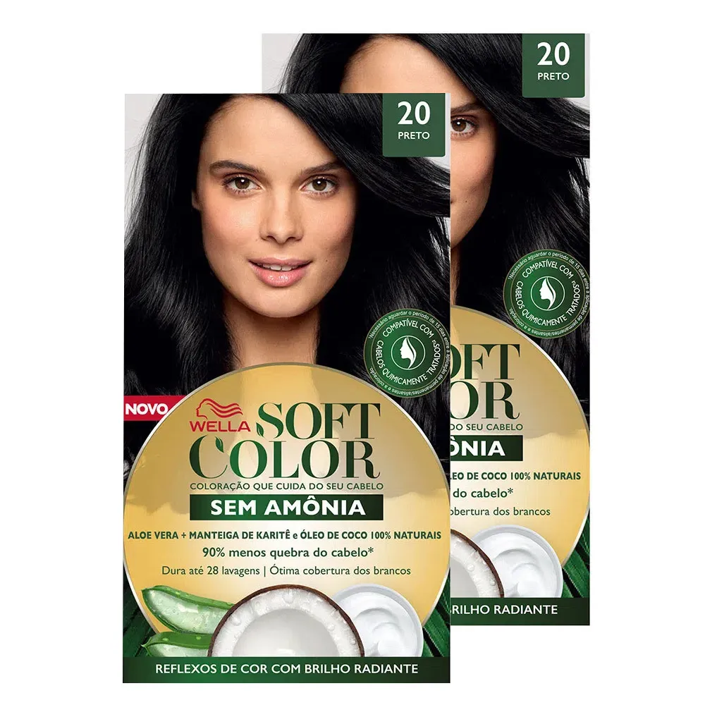 Tintura Soft Color Sem Amônia Preto 20 Kit | Kit com duas unidades ...