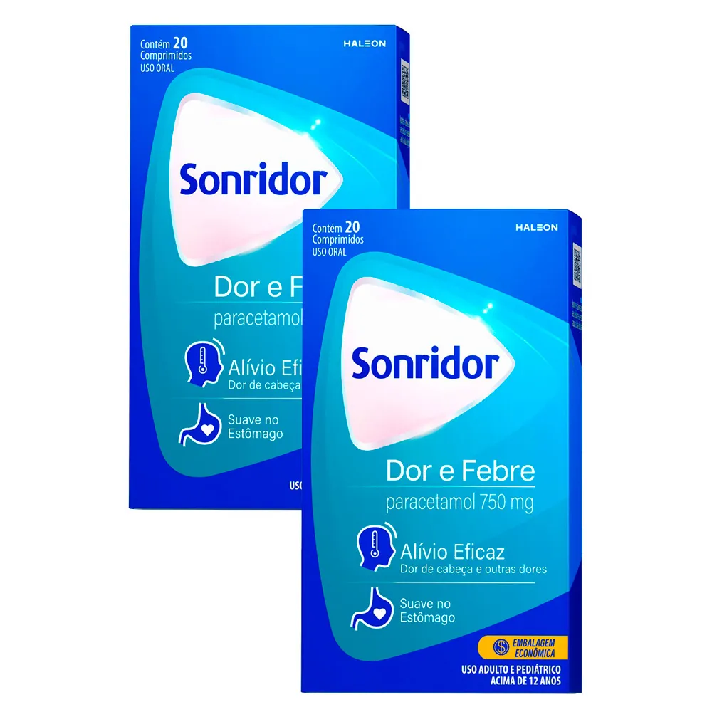 Kit 2 Sonridor 750mg Dor e Febre com 20 Comprimidos - Drogaria Araujo