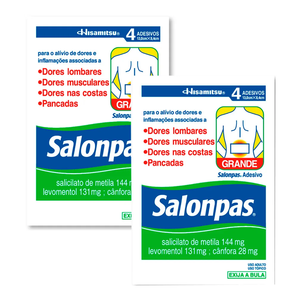 Kit 2 Adesivo Salonpas Tamanho Grande com 4 Unidades - Drogaria Araujo
