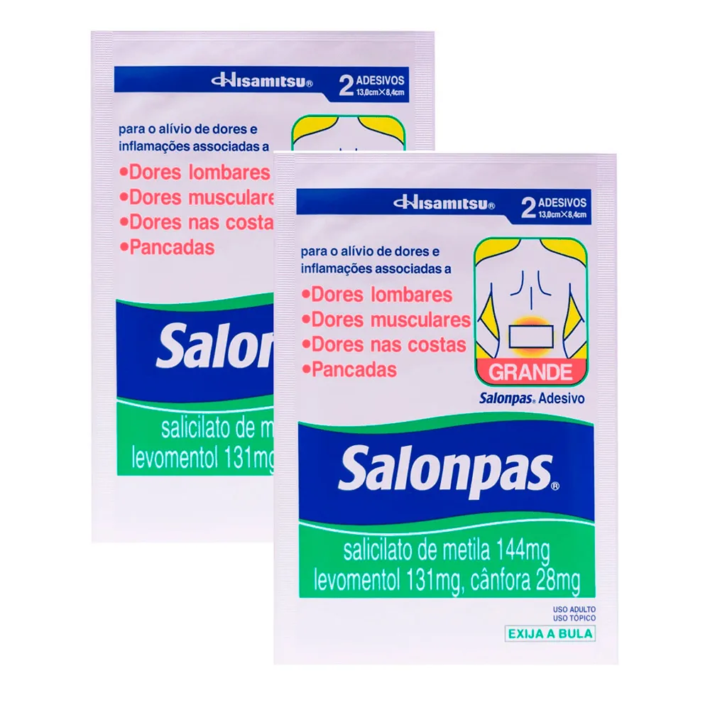 Kit 2 Adesivo Salonpas Tamanho Grande com 2 Unidades - Drogaria Araujo