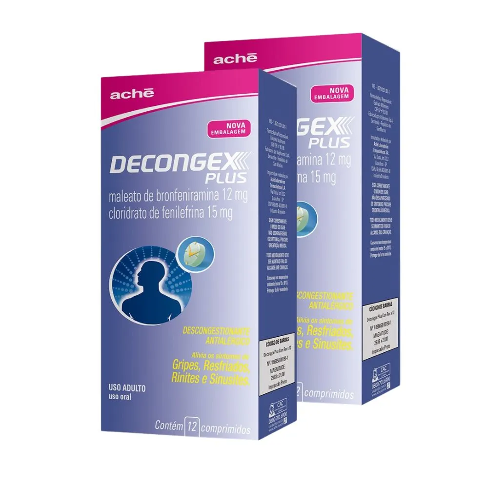 Kit 2 Decongex Plus com 12 Comprimidos - Drogaria Araujo