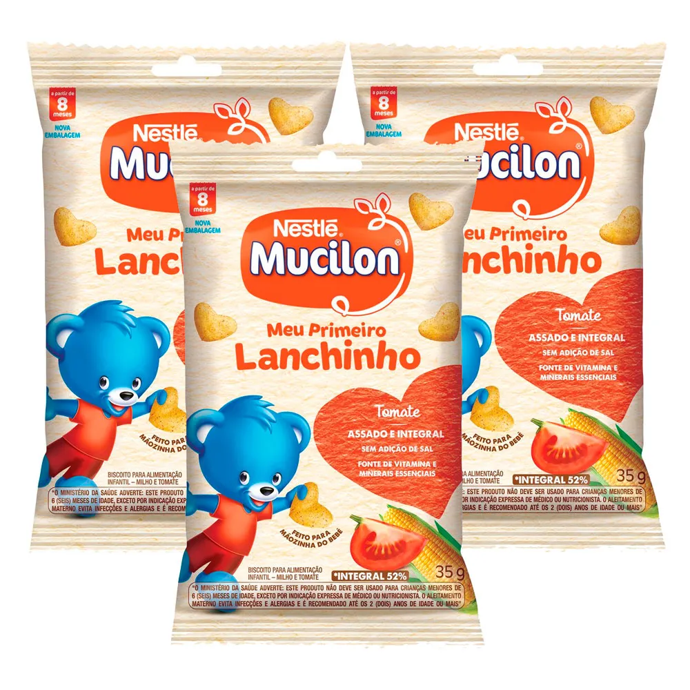 Kit 3 Biscoito Mucilon Snack Tomate 35g - Drogaria Araujo