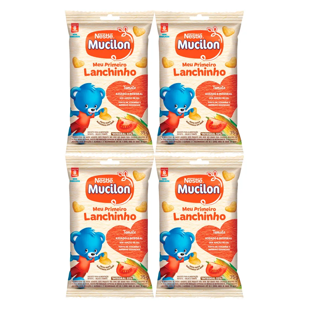 Kit 4 Biscoito Mucilon Snack Tomate 35g - Drogaria Araujo