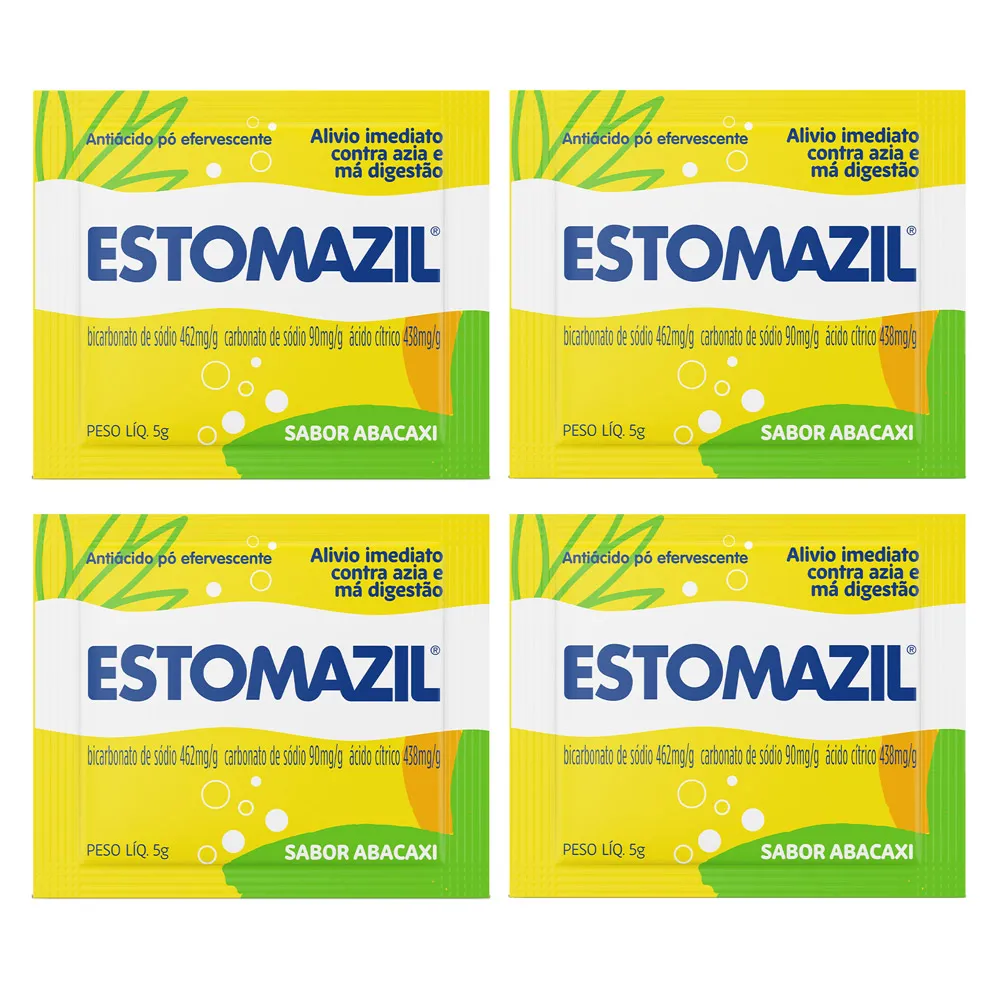 Kit 4 Estomazil Pó Efervescente Sabor Abacaxi Sachê 5g - Drogaria Araujo