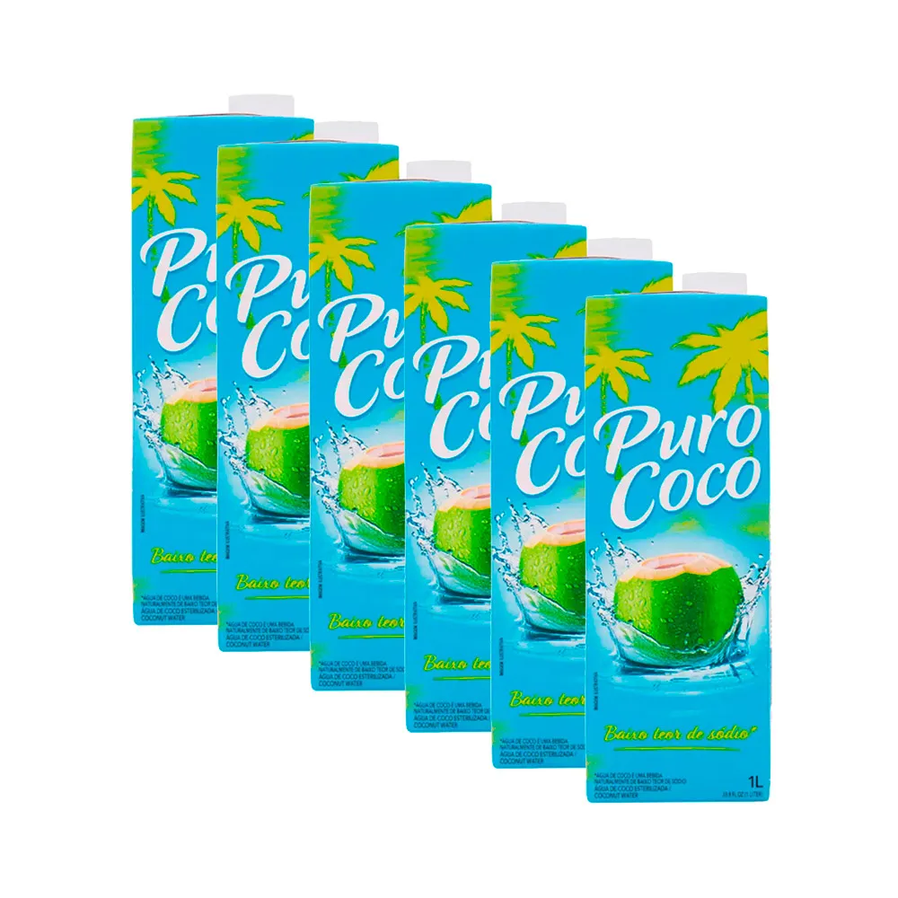 Kit 6 Água de Coco Puro Coco 1 Litro - Drogaria Araujo