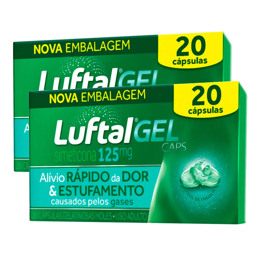 Luftal Gel Caps 125mg com 20 Cápsulas Gelatinosas | Kit com duas ...