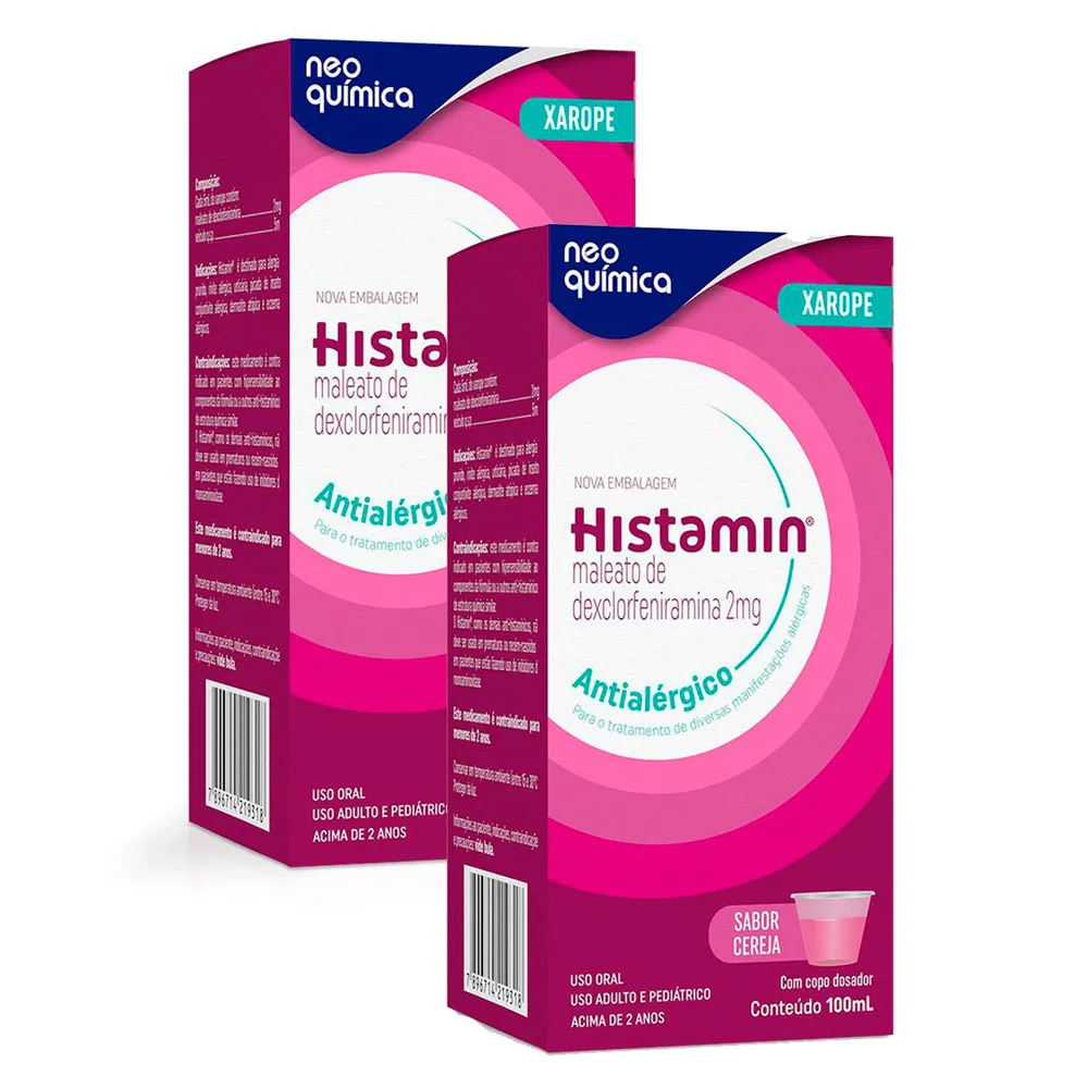 Kit 2 Histamin 2mg/5ml Xarope Analgésico 100ml - Drogaria Araujo