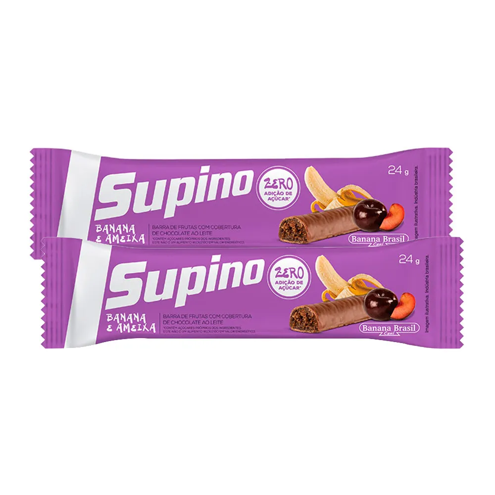 Kit 2 Barra de Fruta Supino Zero Banana e Ameixa com 24g - Drogaria Araujo
