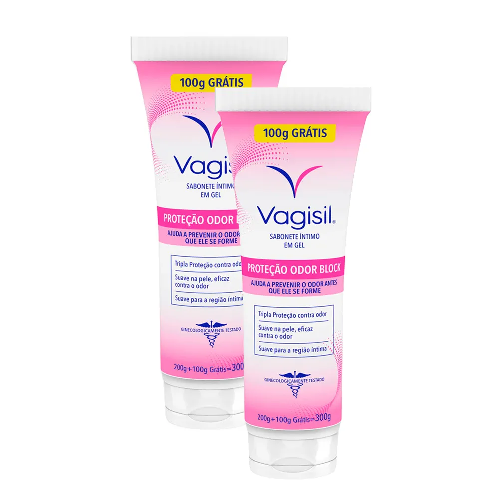 Kit 2 Sabonete Íntimo em Gel Vagisil Odor Block 200g e Ganhe 100g ...