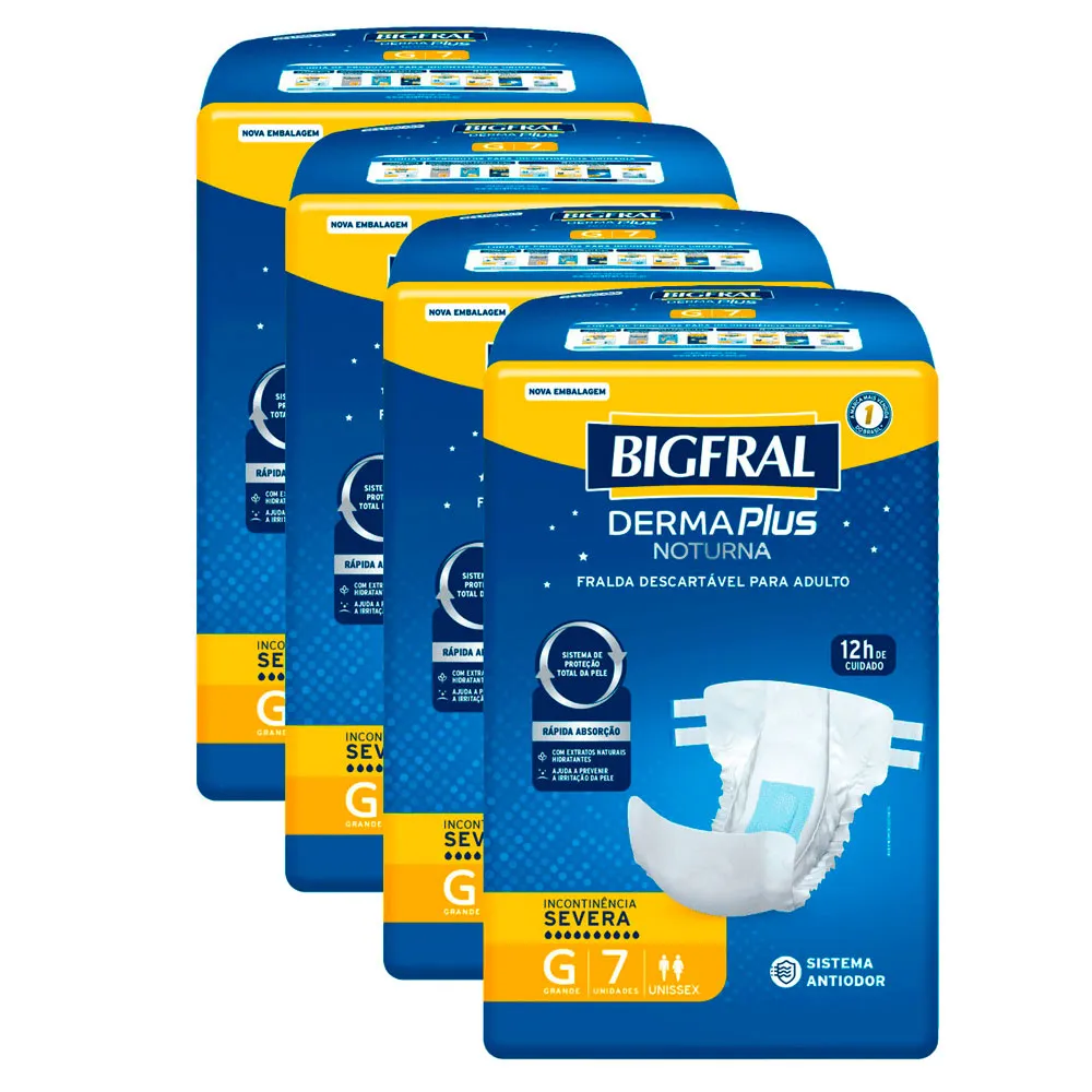 Kit 4 Fralda Geriátrica Bigfral Noturna Tamanho G com 7 Unidades cada ...