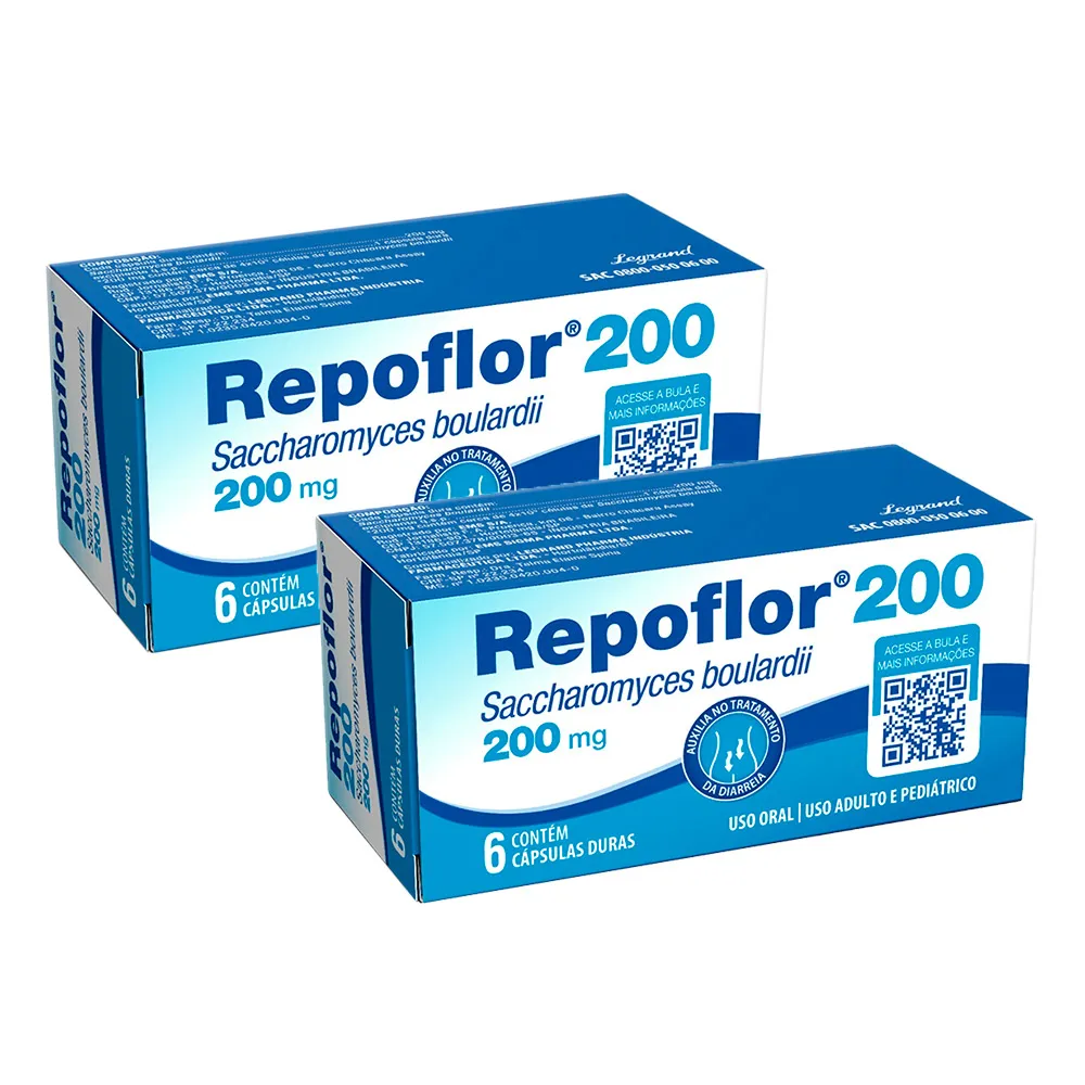 Kit 2 Repoflor 200mg frasco com 6 Cápsulas - Drogaria Araujo