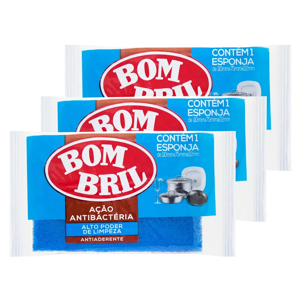 Esponja de Limpeza Bombril Antiaderente com 1 unidade | Kit com três ...