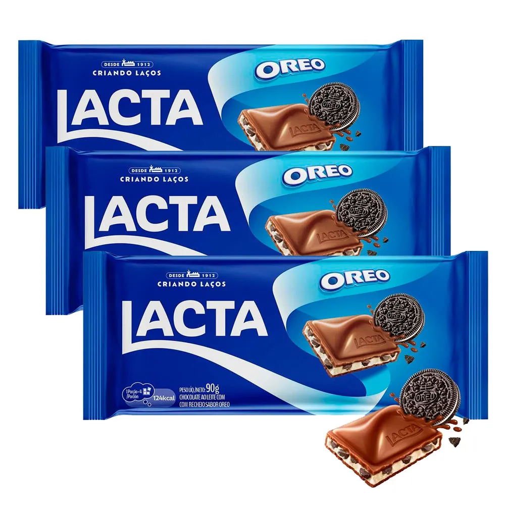 Kit 3 Chocolate Lacta Oreo 90g - Drogaria Araujo