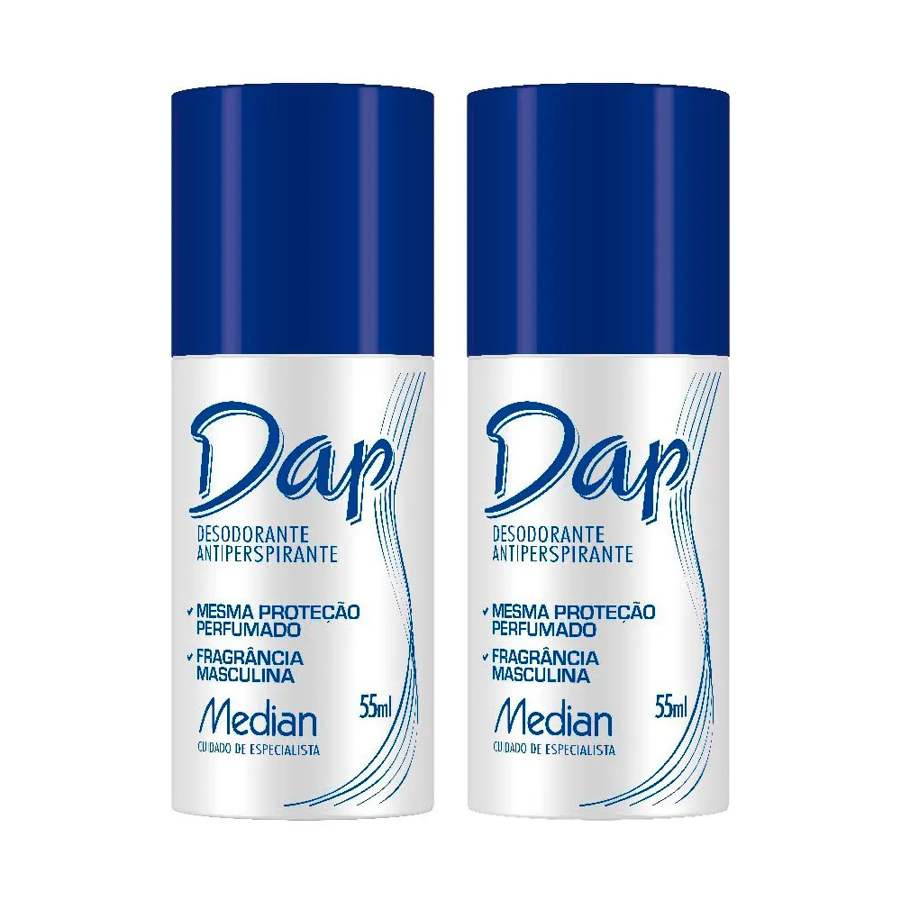 Kit 2 Desodorante Dap Roll-On Masculino Perfumado Antiperspirante 55ml ...
