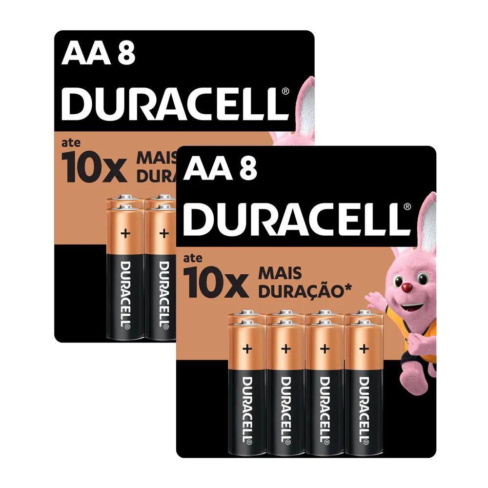 Kit 2 Pilha Duracell AA Alcalina 8 Unidades - Drogaria Araujo