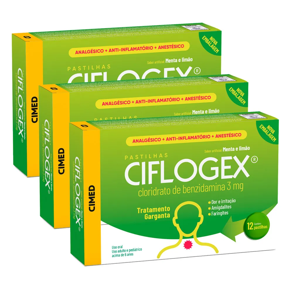 Kit 3 Ciflogex Pastilhas Sabor Menta Limão com 12 Unidades - Drogaria ...