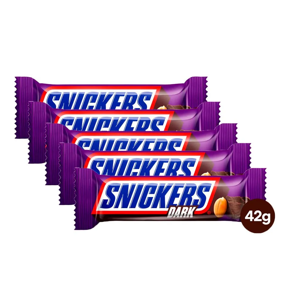 Kit 5 Chocolate Snickers Dark 42g - Drogaria Araujo