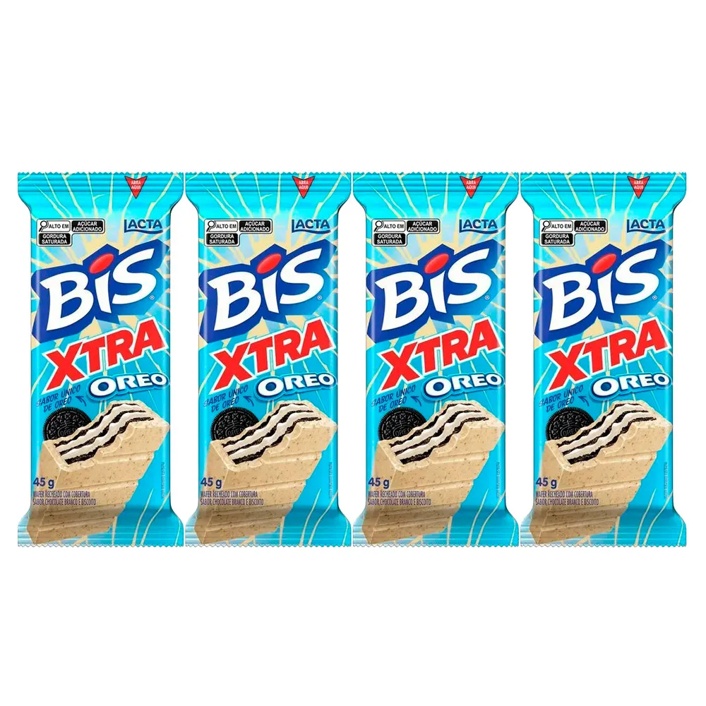 Kit 4 Chocolate Bis Lacta Xtra Oreo com 45g - Drogaria Araujo