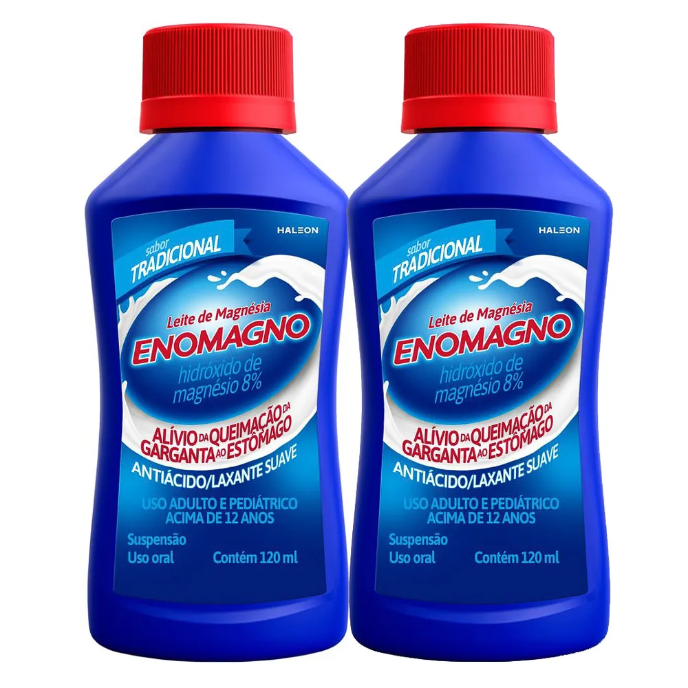 Kit 2 Leite de Magnésia EnoMagno Sabor Tradicional 120ml - Drogaria Araujo