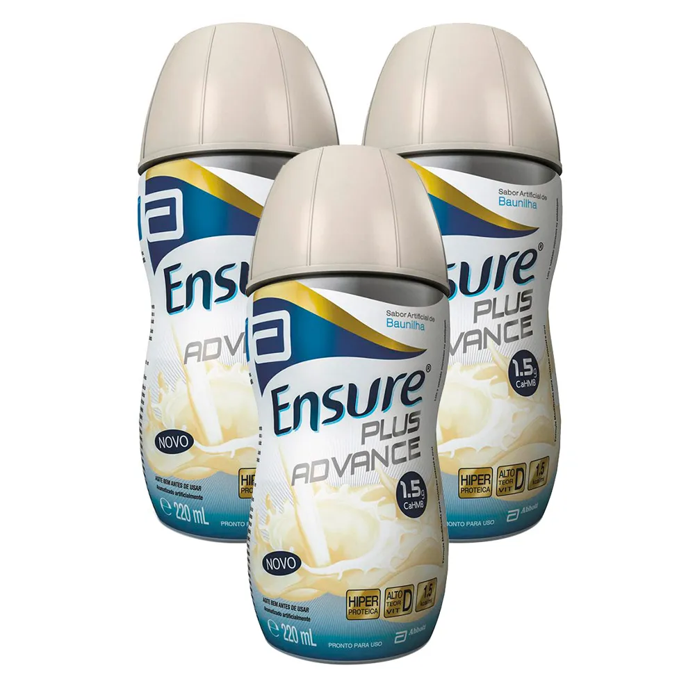 Kit 3 Ensure Plus Advance Baunilha 220ml - Drogaria Araujo