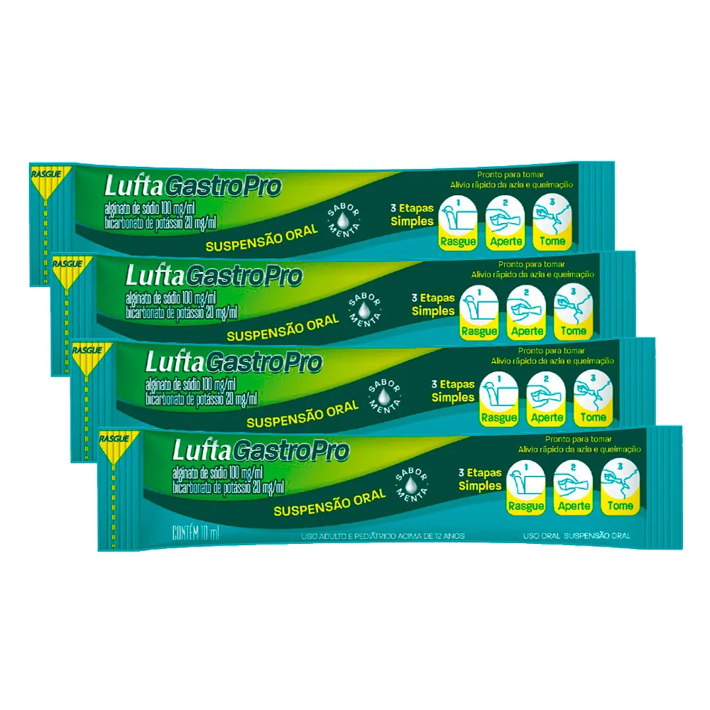 Kit 4 LuftaGastroPro Sachê Líquido 10ml - Drogaria Araujo