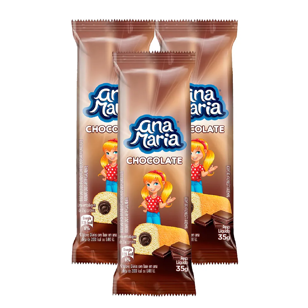 Kit 3 Bolinho Ana Maria Chocolate 35g - Drogaria Araujo