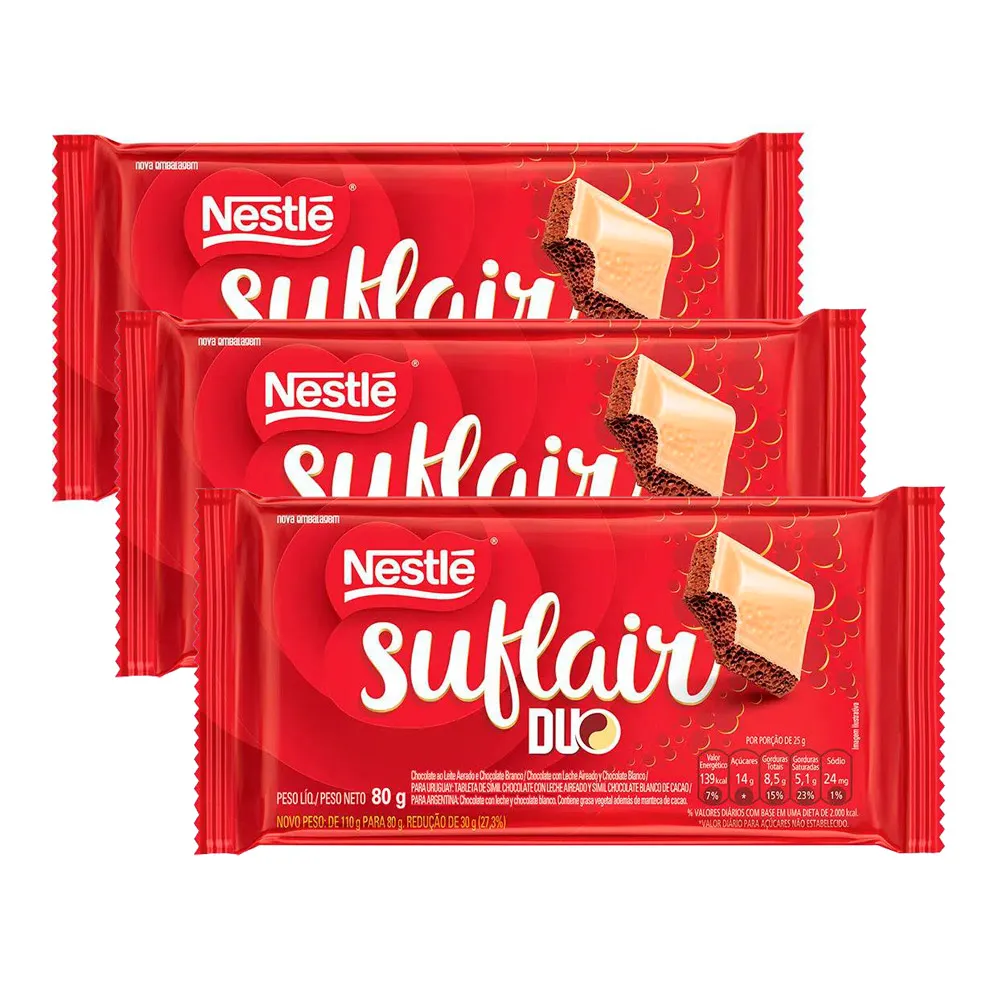 Chocolate Nestlé Suflair Duo 80g | Kit com três unidades - Drogaria Araujo