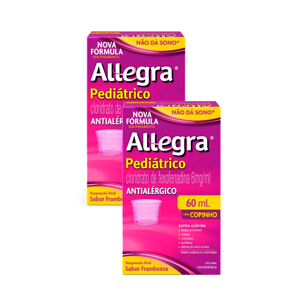 Kit 2 Allegra Pediátrico 6mg/ml Antialérgico Infantil Suspensão Oral ...