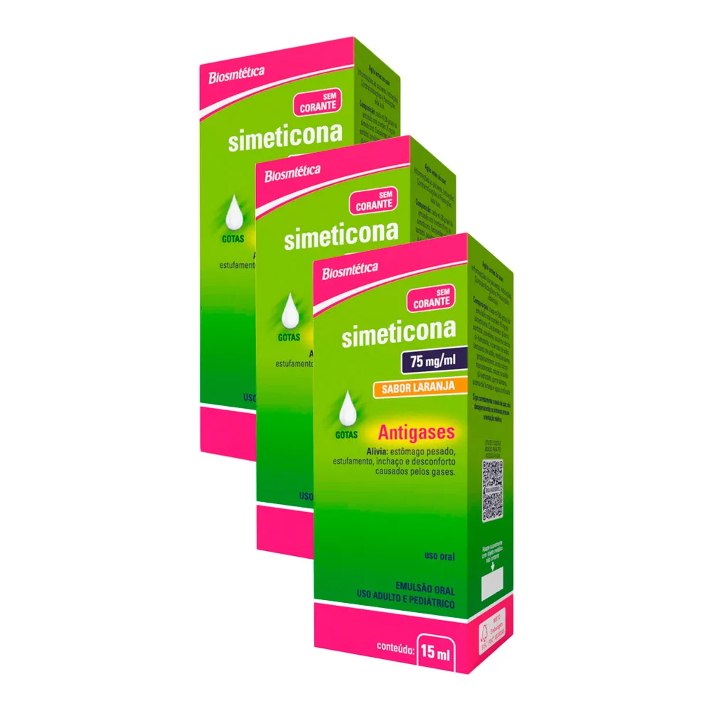 Kit 3 Simeticona 75mg/ml Biosintética Genérico Gotas com 15ml ...