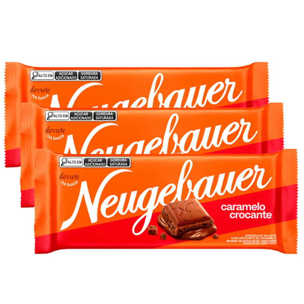 Kit 3 Chocolate Neugebauer Caramelo Crocante 80g - Drogaria Araujo